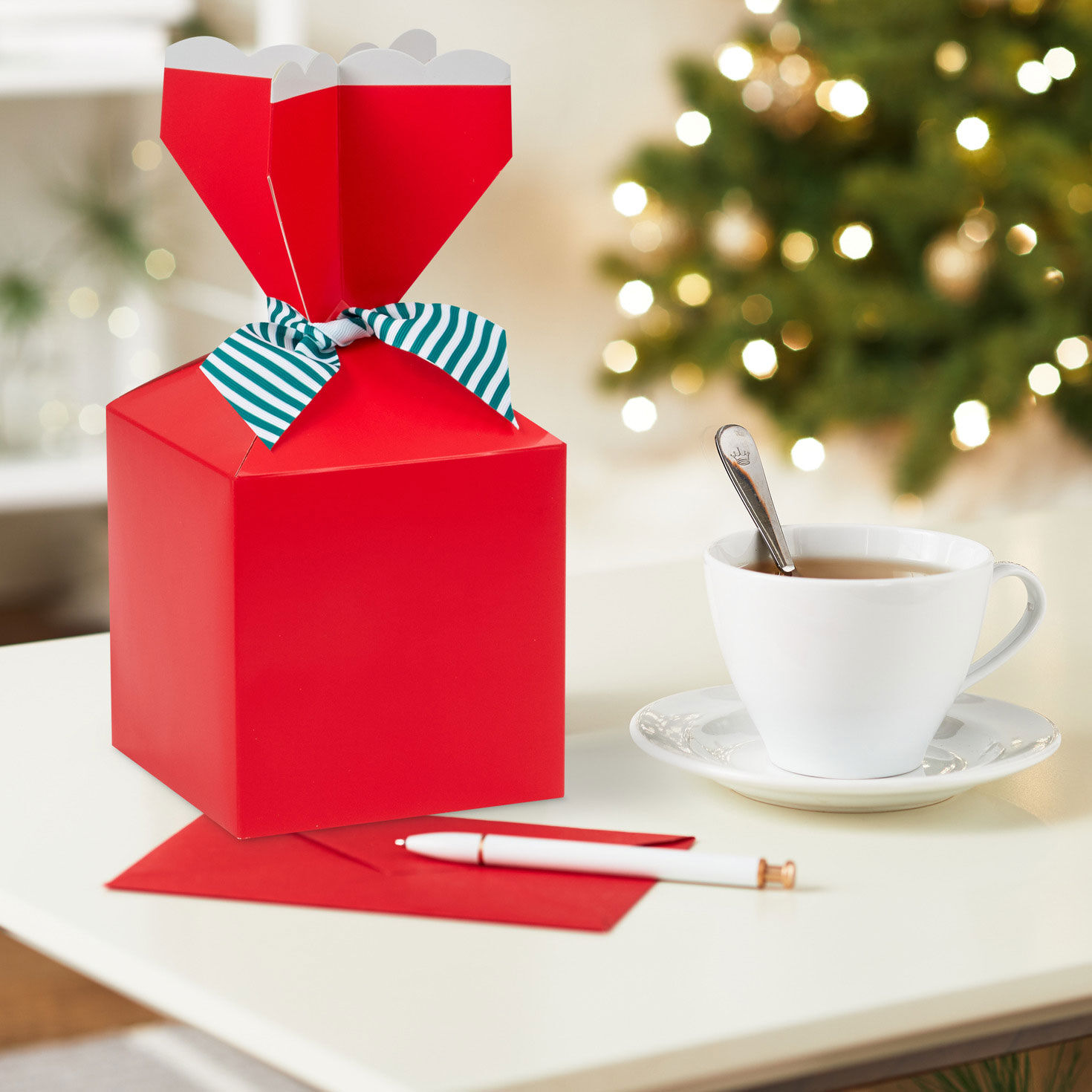Solid Red Christmas Vertical Treat Box With Tie - Hallmark