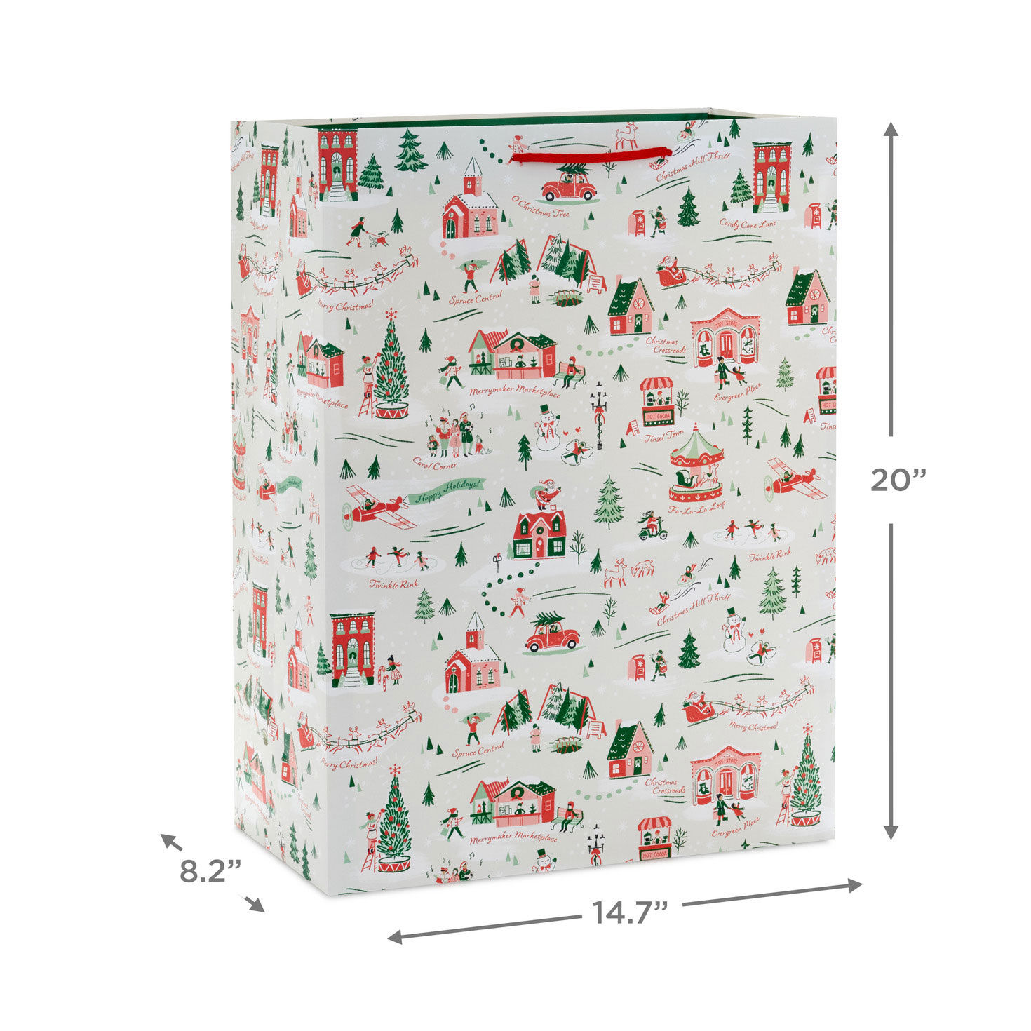 20" Festive Holiday Toile Jumbo Christmas Gift Bag - Hallmark