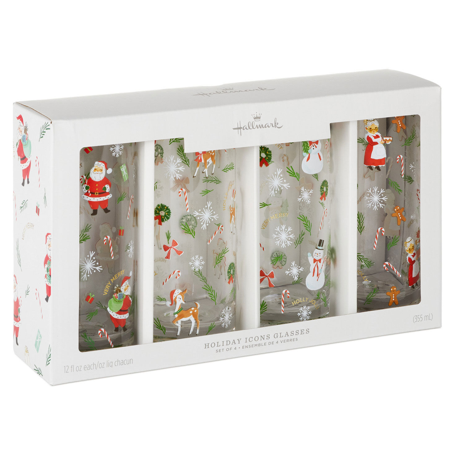 Vintage Santa And Friends Drinking Glasses, Set Of 4 - Hallmark