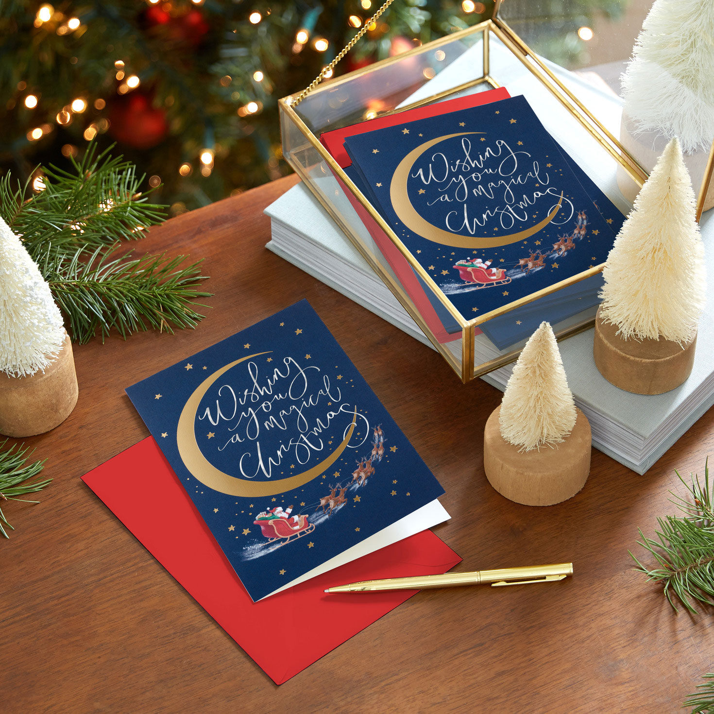 Santa And Crescent Moon Boxed Christmas Cards, Pack Of 16 - Hallmark