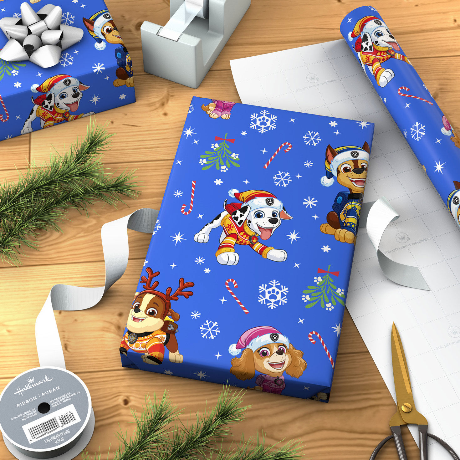 Paw Patrol™ Winter Fun On Blue Christmas Wrapping Paper Roll, 25 Sq. Ft ...