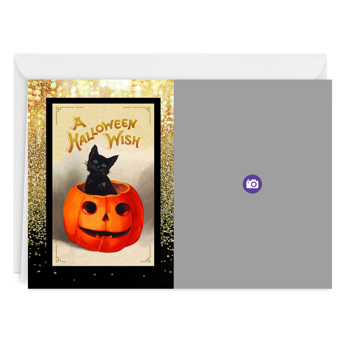 Vintage Black Cat Custom Halloween Card - Hallmark