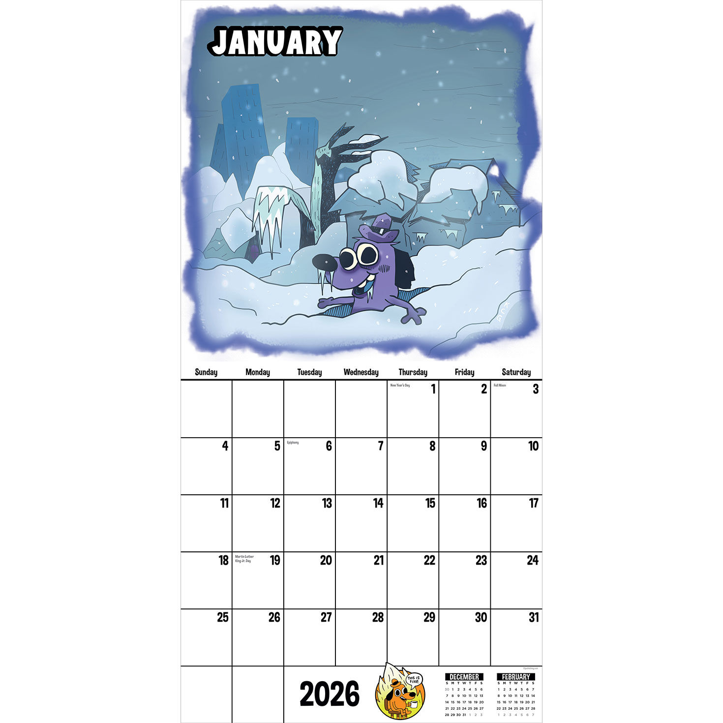 Time Factory This Is Fine Cartoons Funny 2026 Wall Calendar - Hallmark