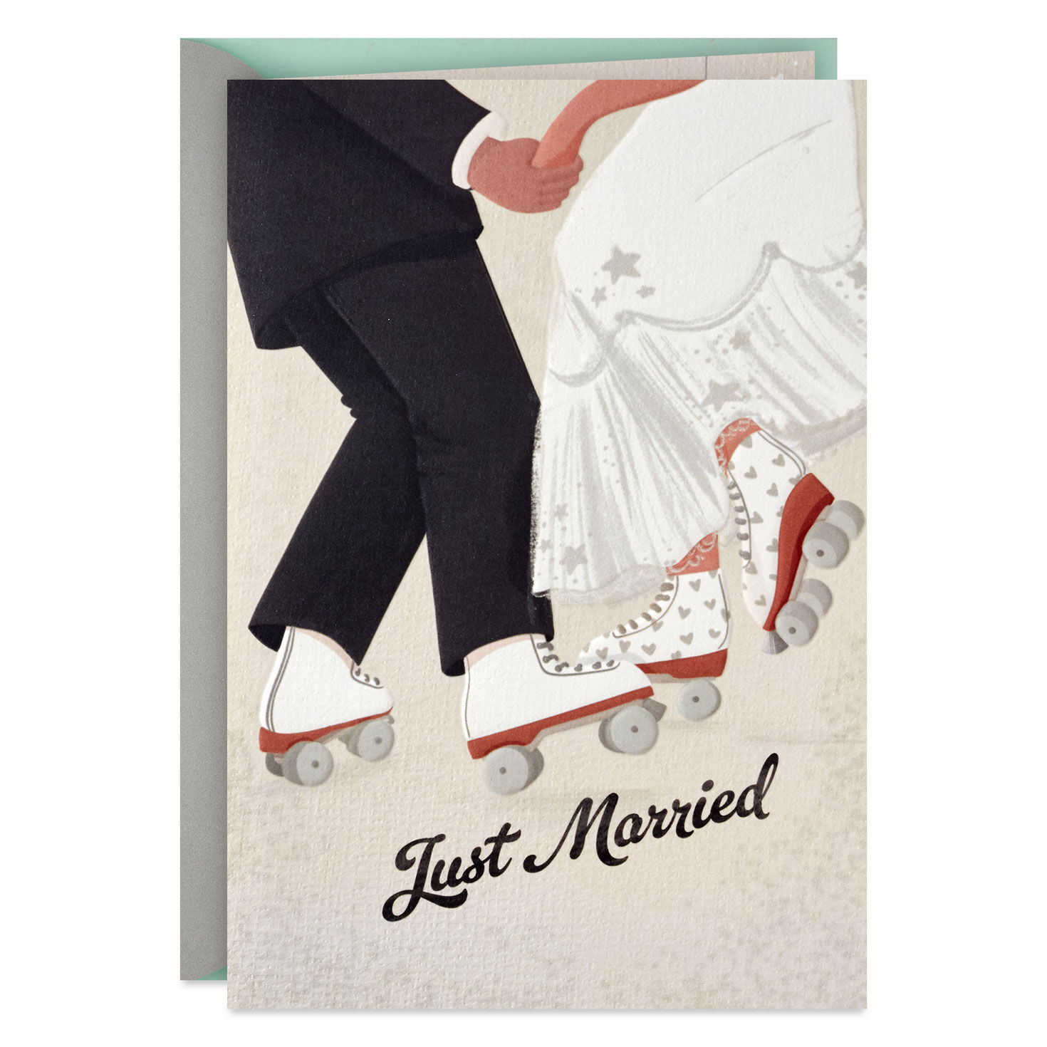 Just Married Roller Skating Bride And Groom Wedding Card - Hallmark