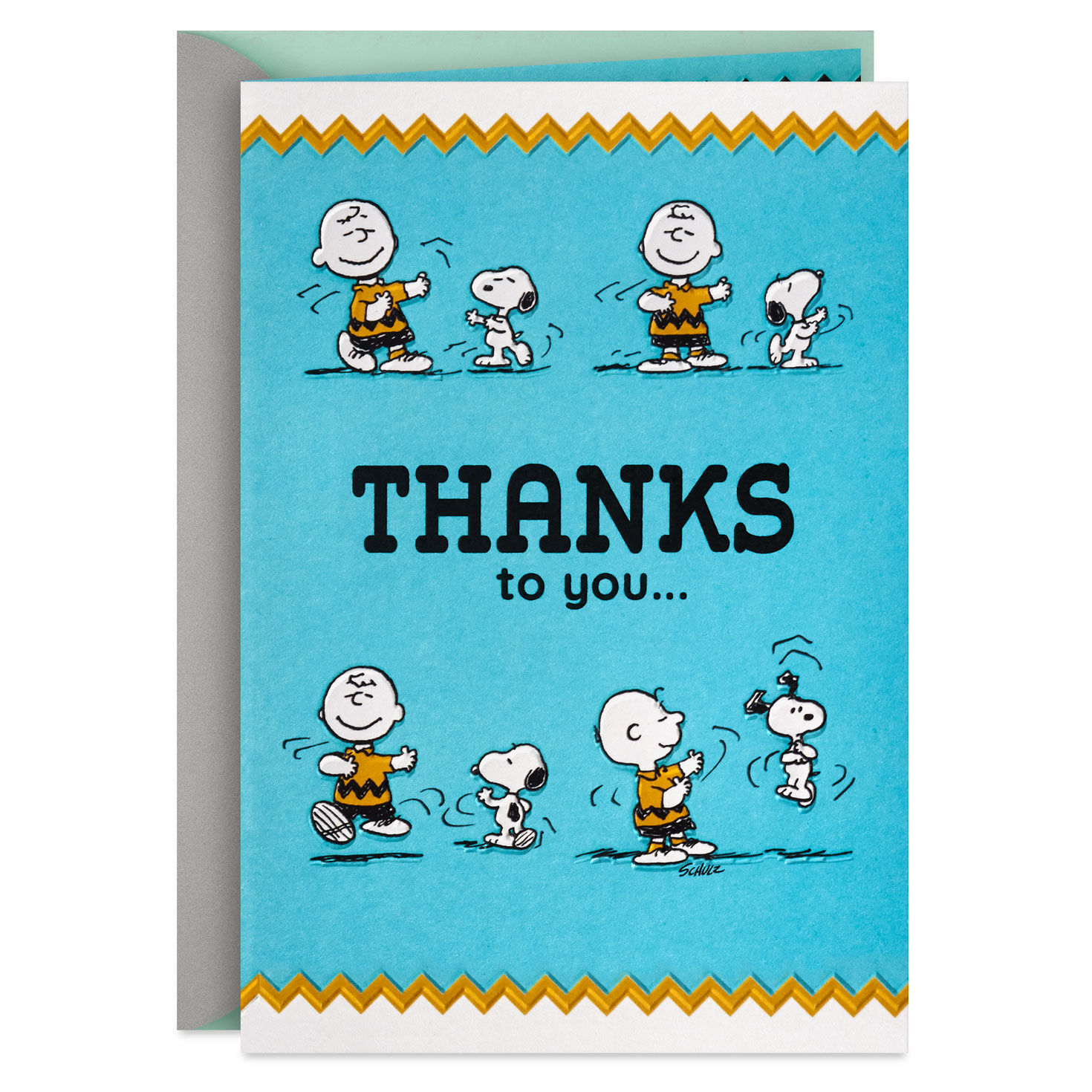 Peanuts® Charlie Brown And Snoopy Happy Dance Thank You Card - Hallmark