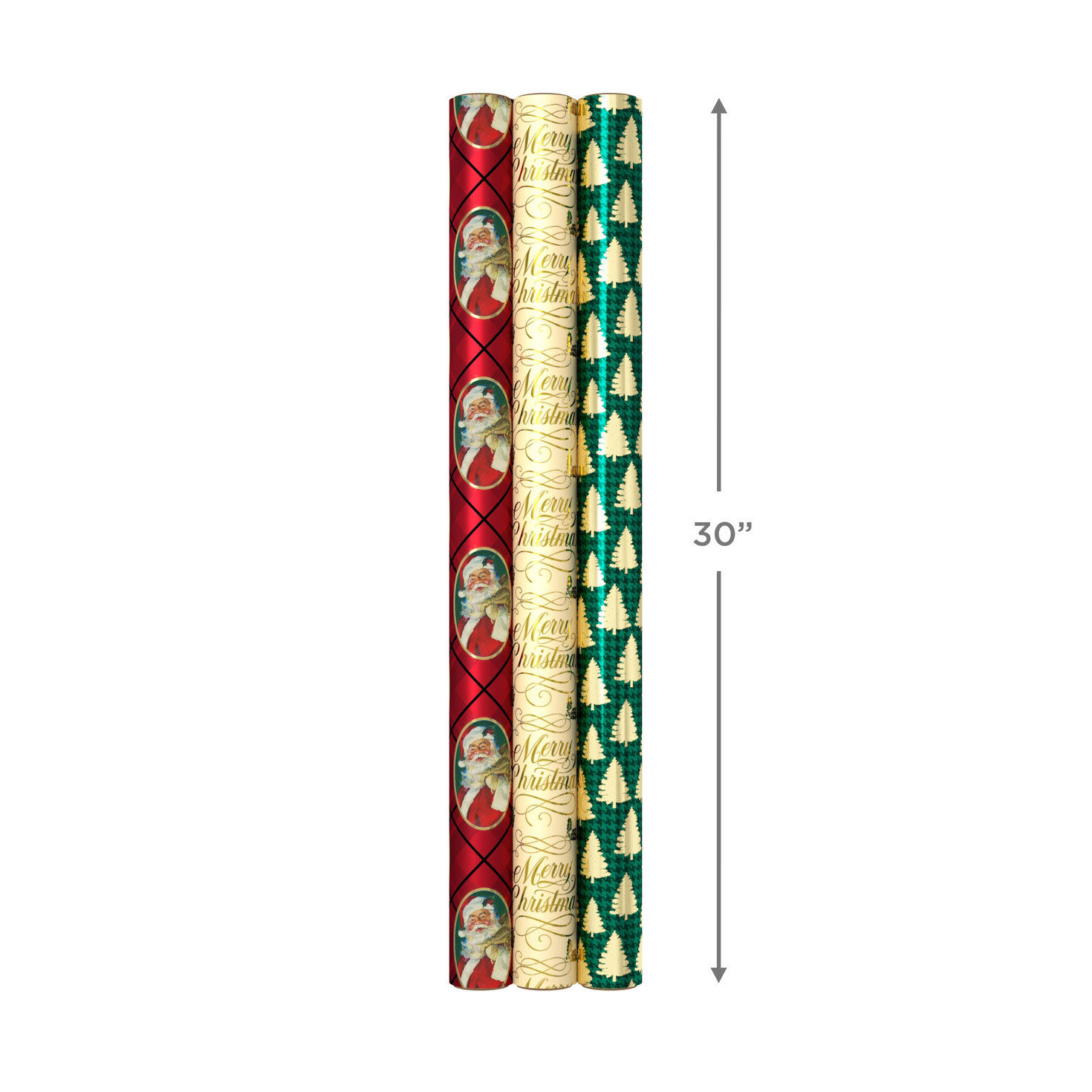 Traditional 3-Pack Foil Christmas Wrapping Paper Assortment, 60 Sq. Ft ...