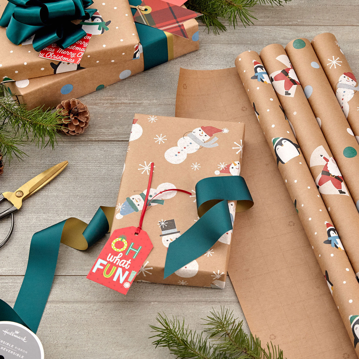 Kraft Assorted 4-Pack Christmas Wrapping Paper, 88 Sq. Ft. - Hallmark