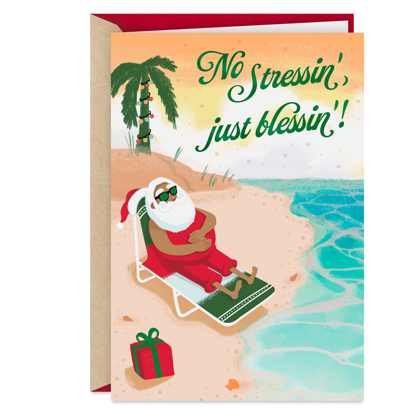 Good Vibes Santa On The Beach Christmas Card - Hallmark