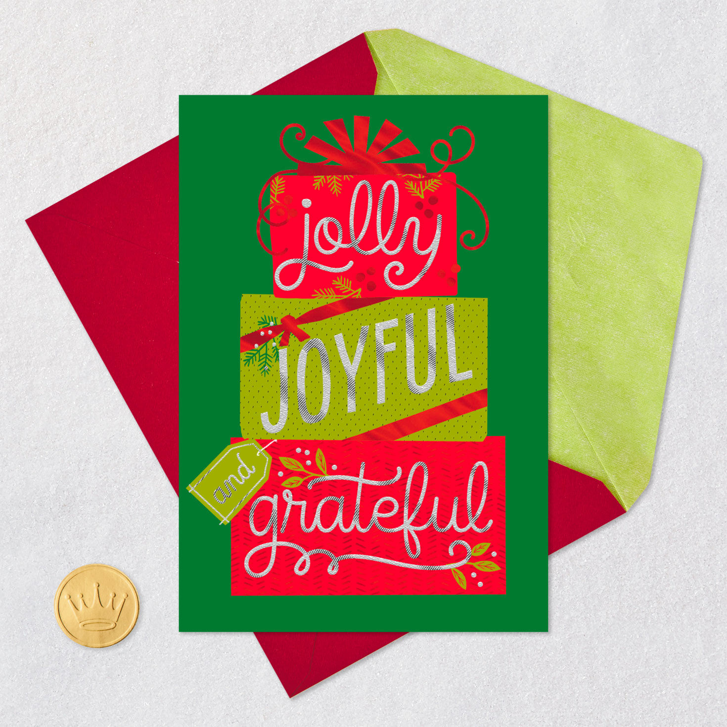 Jolly, Joyful And Grateful Christmas Thank You Card - Hallmark